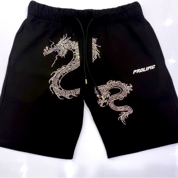 Shorts | New Black Dragon Rhinestone Shorts | Poshmark